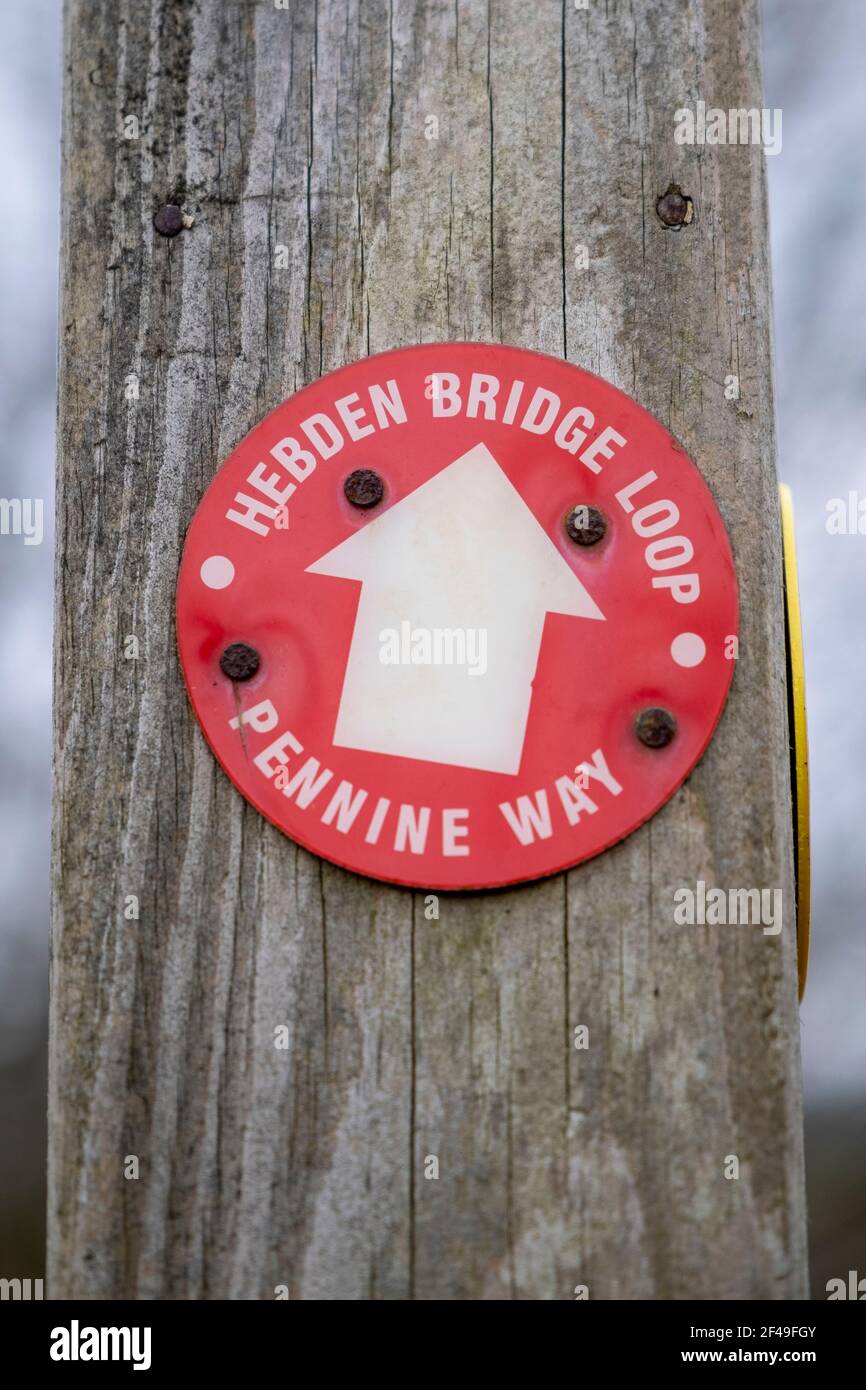 Hebden Bridge Loop on The Pennine Way, Direction Sign Near Heptonstall ...