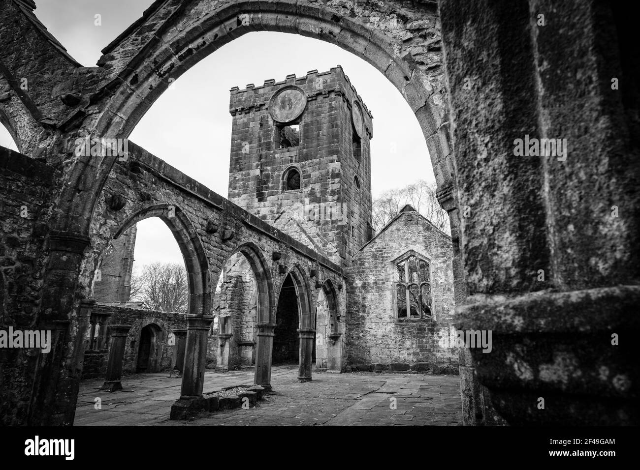 Ruins of 13th century church of St Thomas a Becket, Heptonstall, near ...