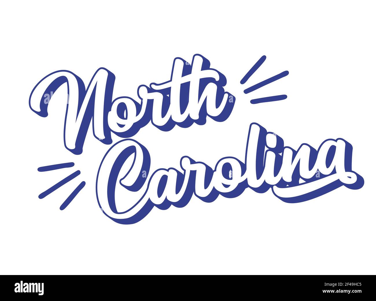 Hand sketched NORTH CAROLINA text. 3D vintage, retro lettering for ...