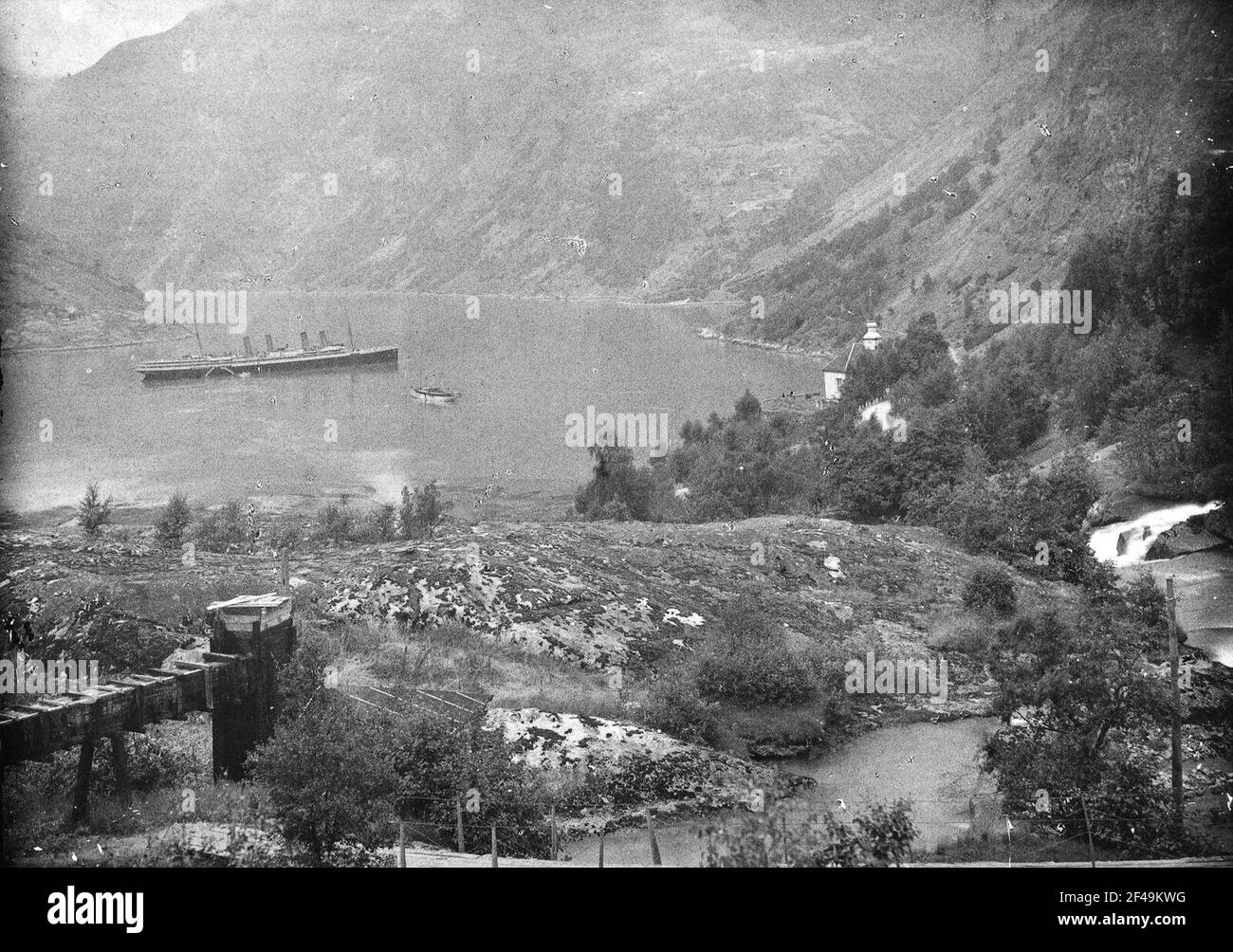Geirangerfjorden or geirangerfjord Black and White Stock Photos ...