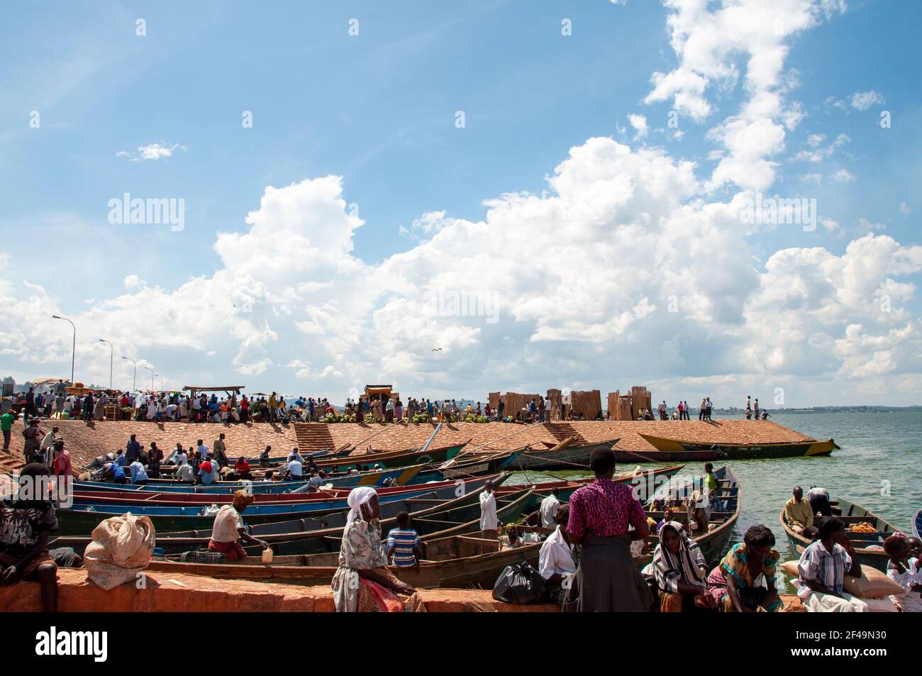 Boats docked at Ggaba Beach, Uganda Stock Photo - Alamy