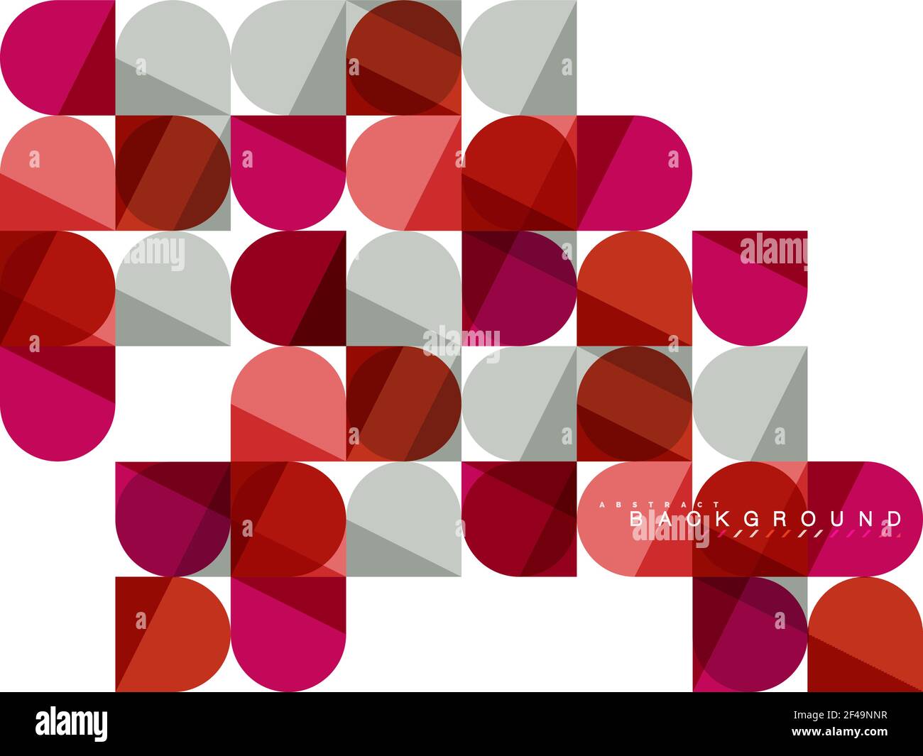 Round square geometric shapes on white, tile mosaic abstract background ...