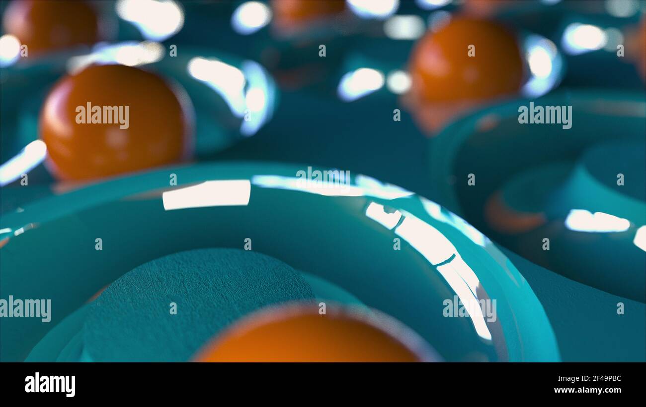 Abstract 3d composition. Synchronous rotation of balls, computer ...