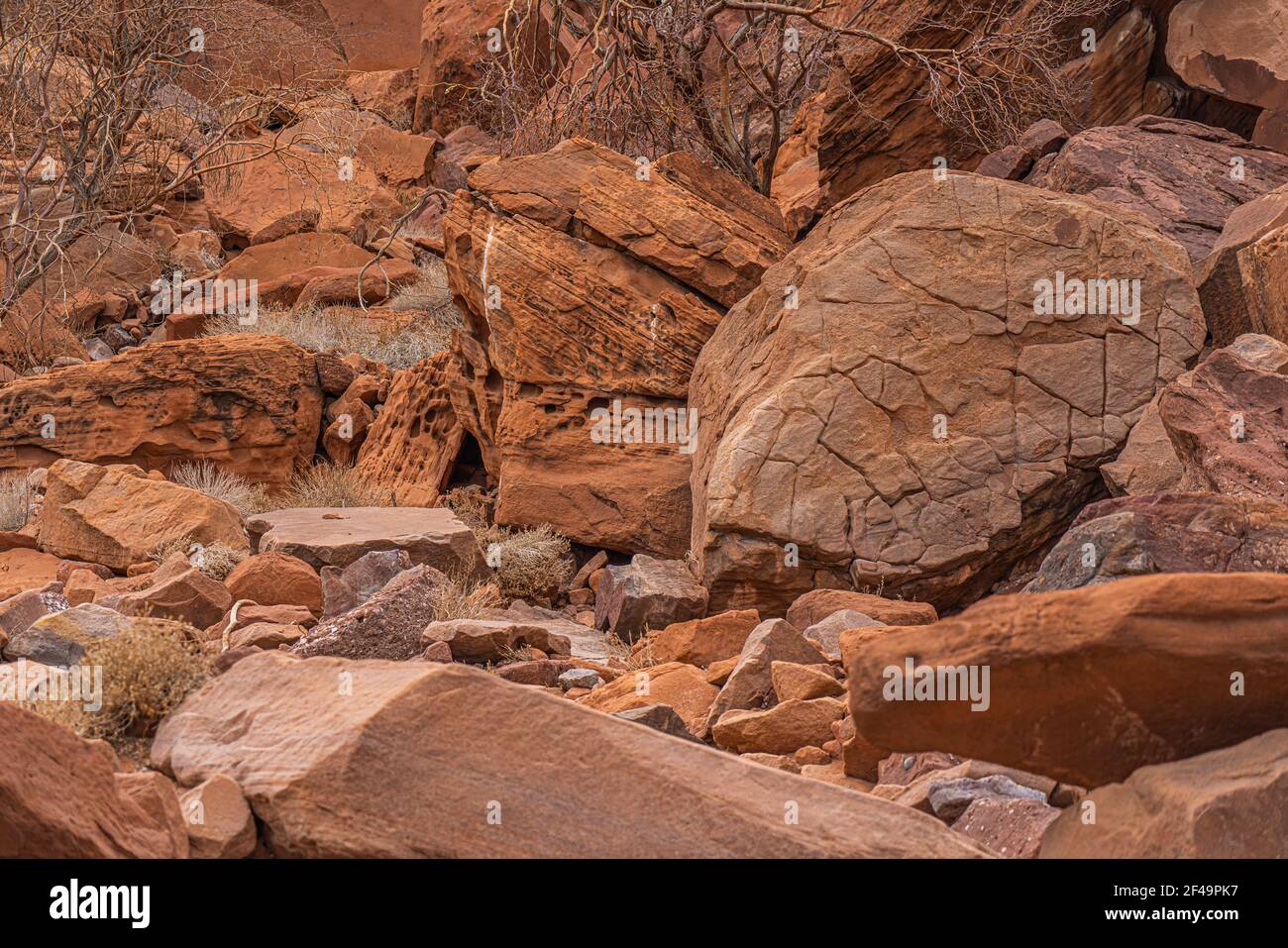 Stone background landscape at Twyfelfontein, Namibia with rocks and ...