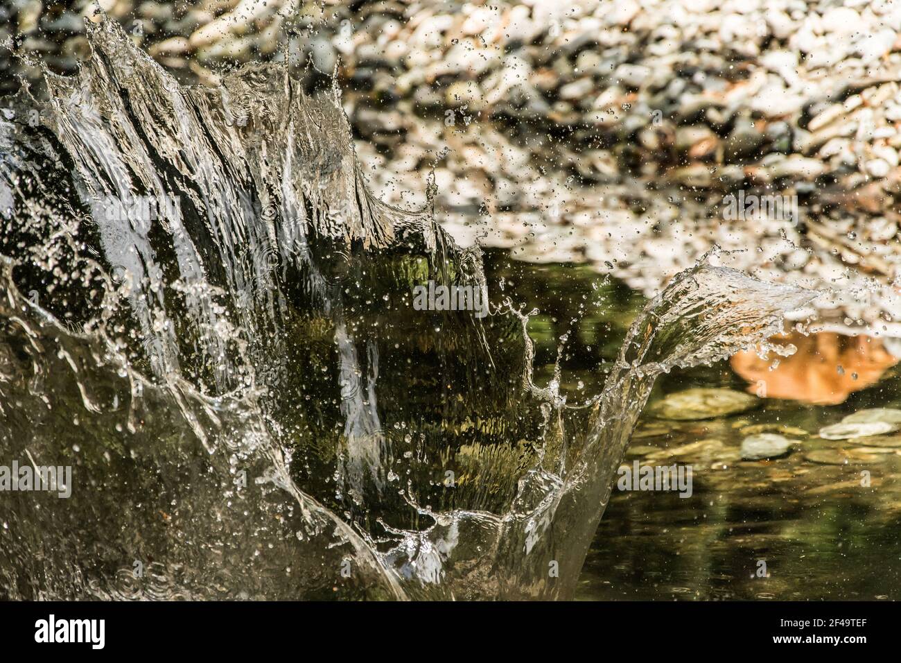 Beautiful shot of water splash in the river in Tostock, Wasser village ...