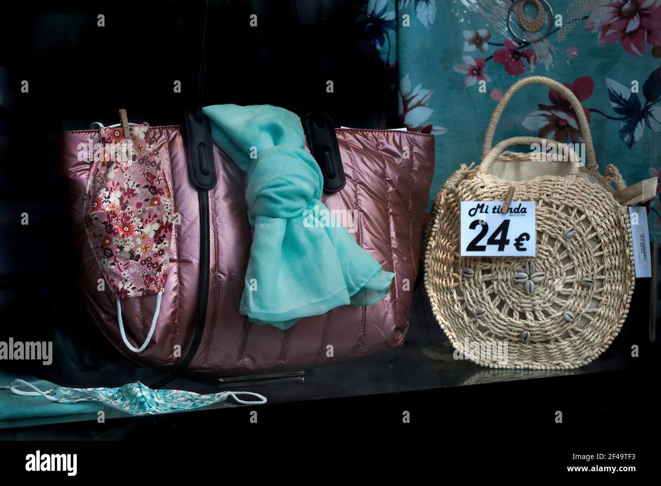 Face mask in shop window display Stock Photo - Alamy