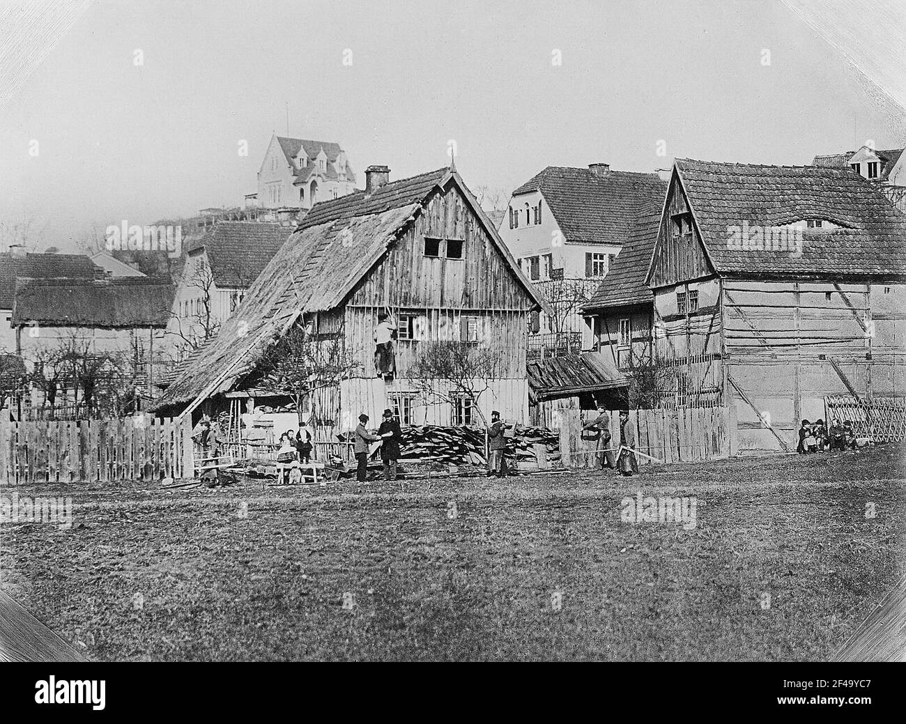Buildings in street opposite Black and White Stock Photos & Images - Alamy