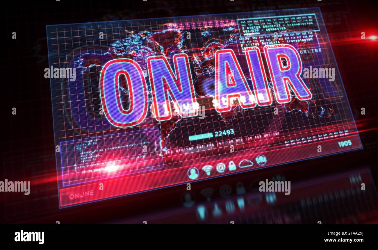 On Air on computer screen. Broadcast, media live stream and online ...