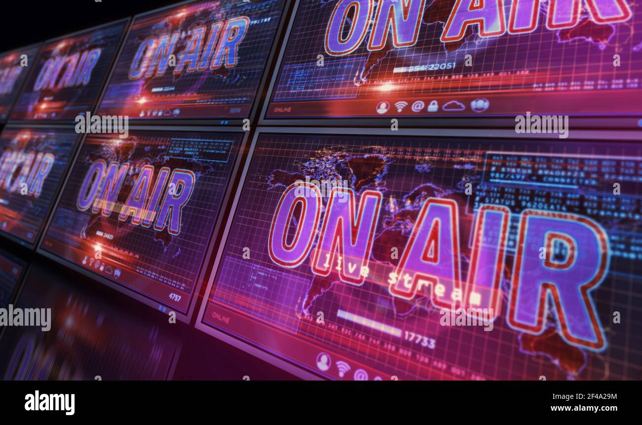 On Air on computer screen. Broadcast, media live stream and online ...