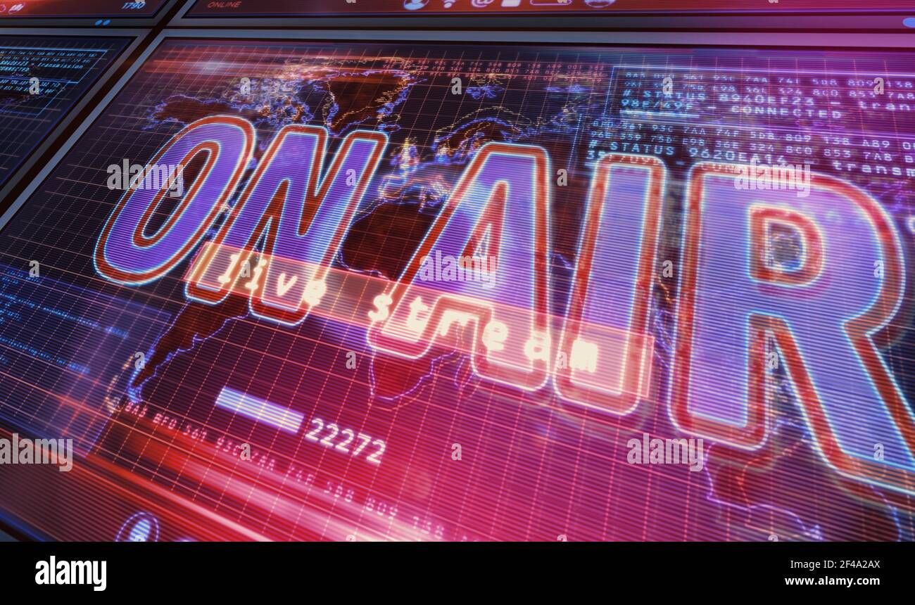 On Air on computer screen. Broadcast, media live stream and online ...