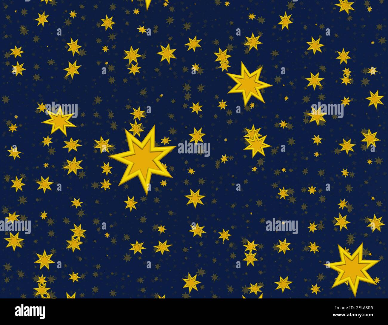 many light yellow flying stars on a blue backgrounds Stock Photo - Alamy