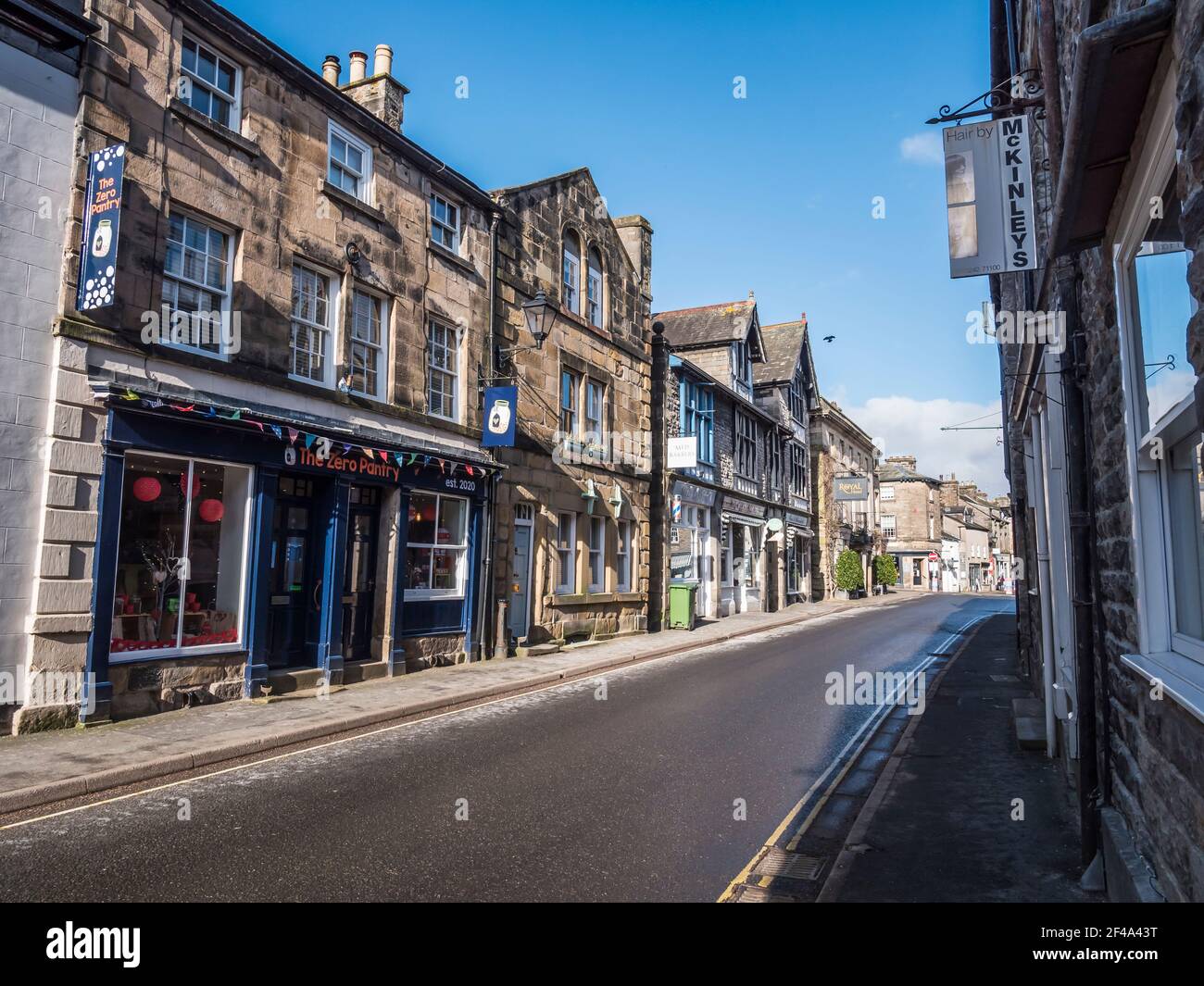 This is main street in the Victorian era south Cumbrian market town of ...