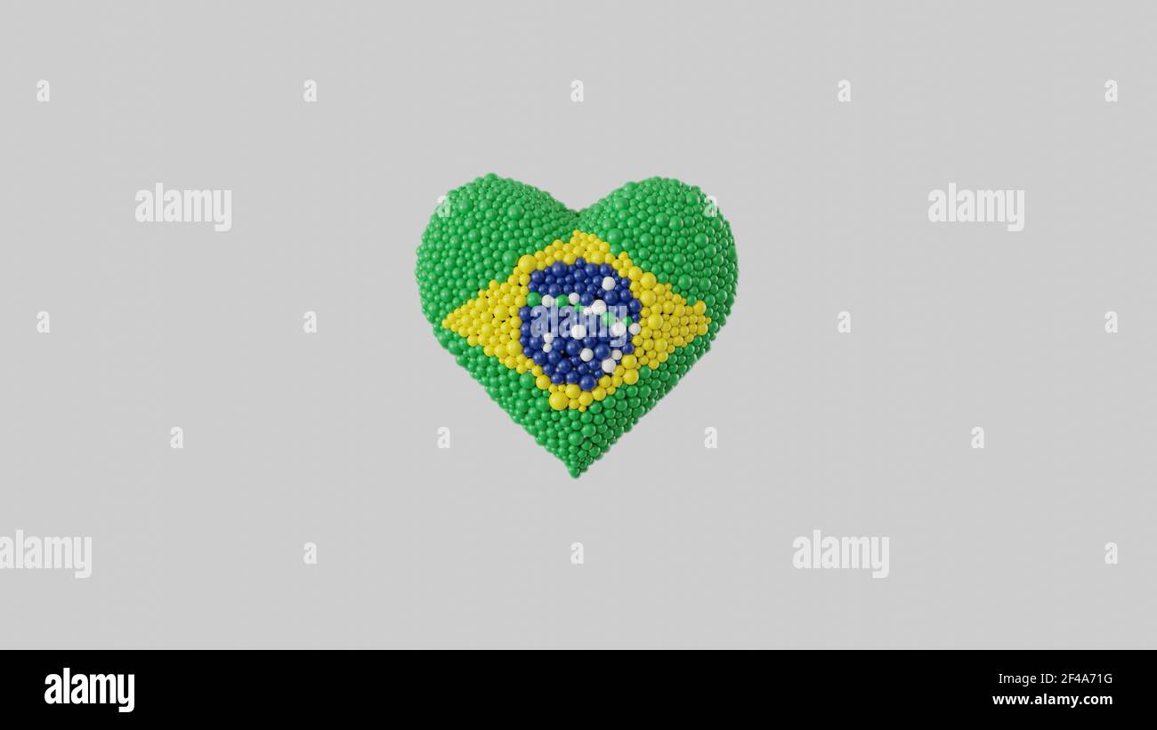 Brazil National Day. Independence Day. Heart shape made out of shiny ...