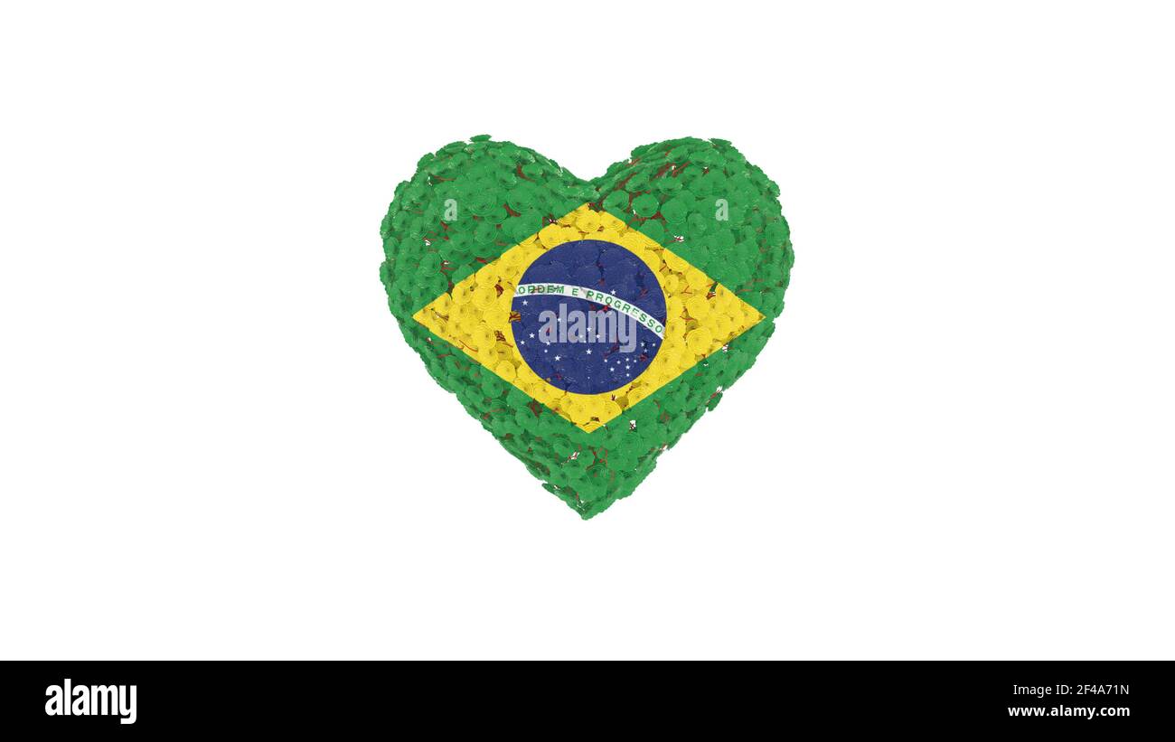 Brazil National Day. Independence Day. Heart shape made out of flowers ...