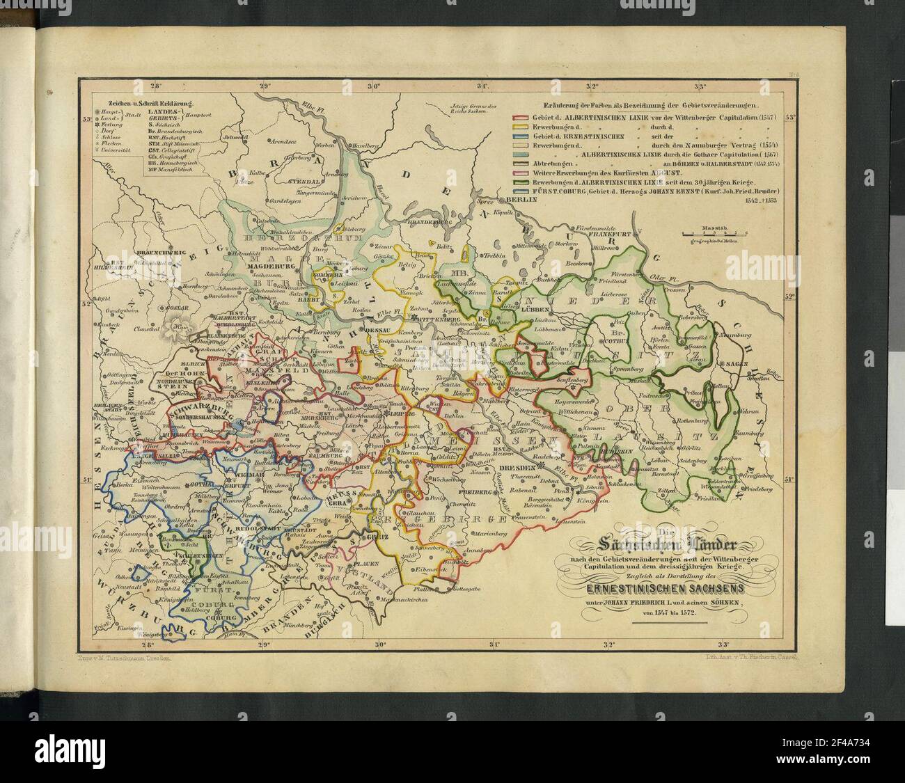 Map 6: The Saxon countries of 1547 and 1552 to 1635 Stock Photo - Alamy