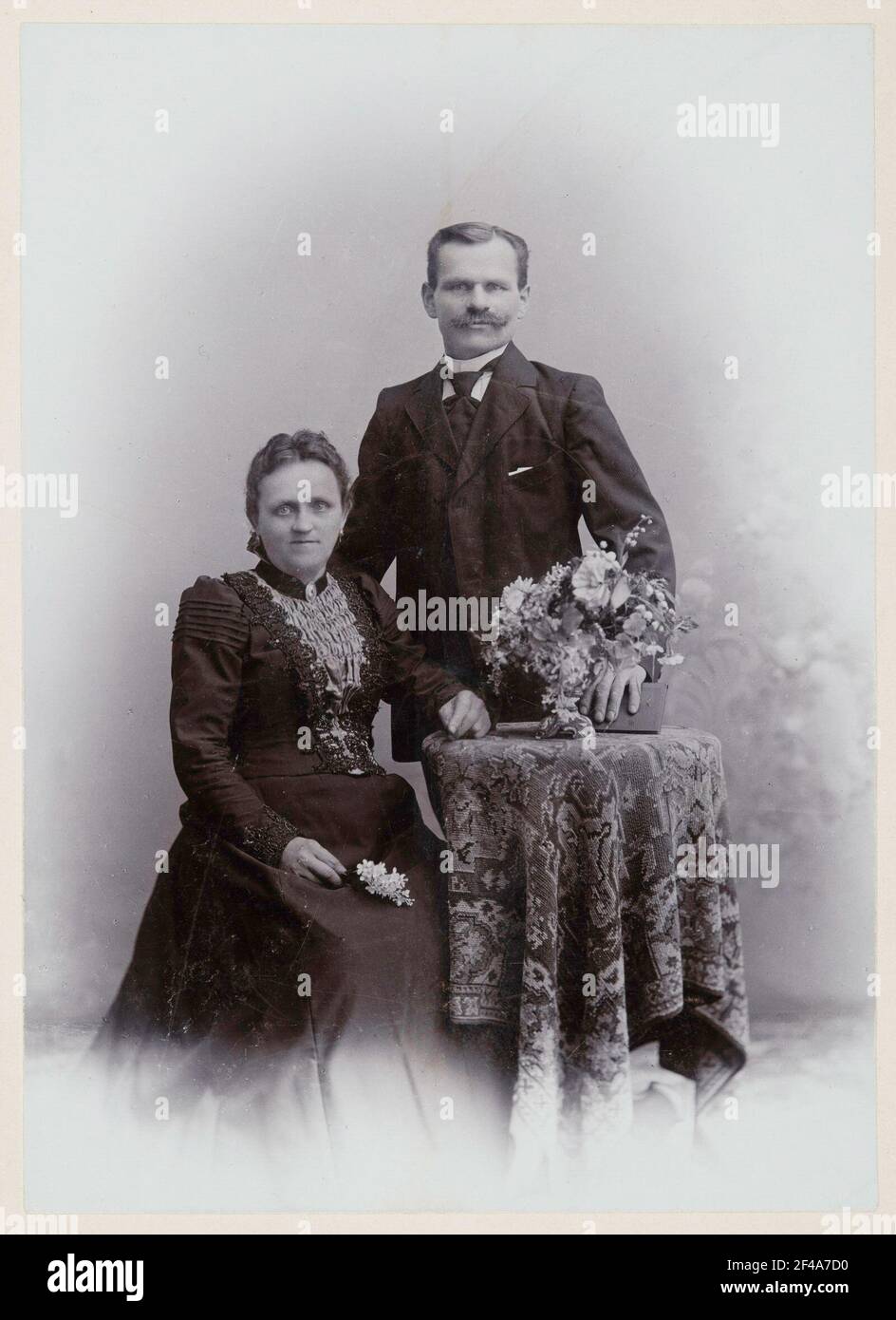 Double portrait of a couple taken in the studio of photographer in ...