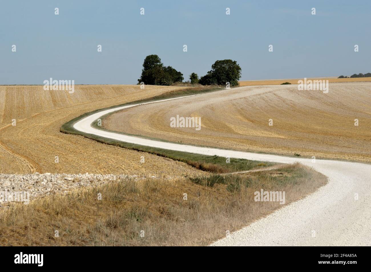 Open fields, farm tractors and agriculture in northern france, piney ...