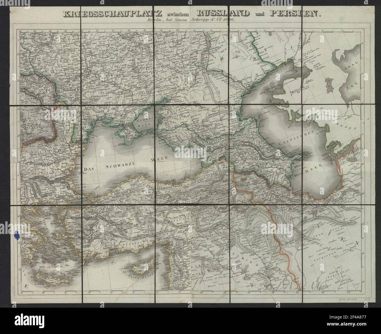 Military card of transcaucasia, 1: 4 500 000, stitch, 1826 Stock Photo ...