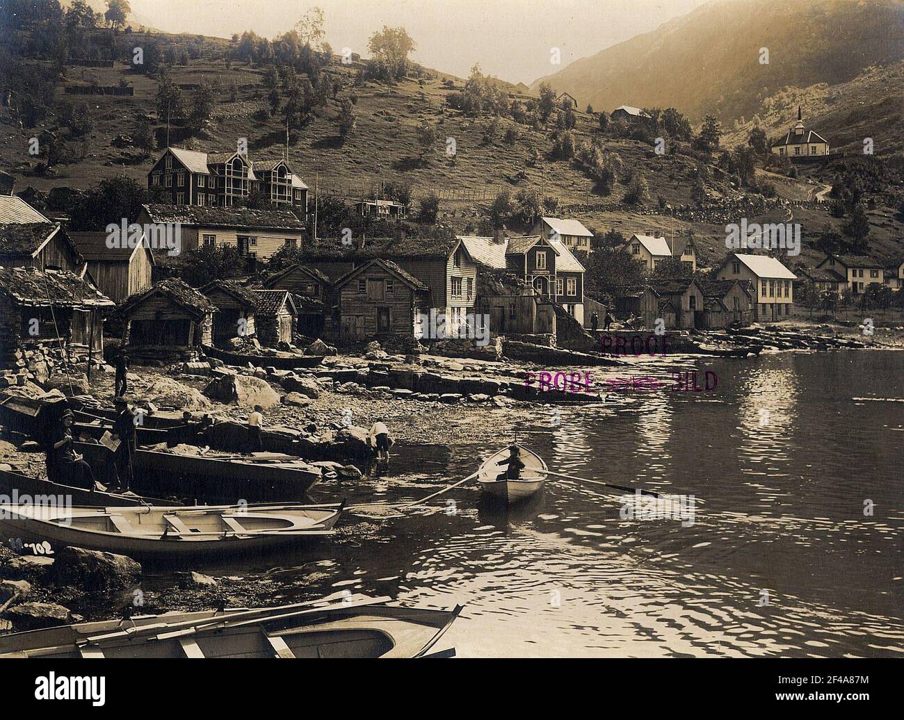 Merok / Norway: on the beach of Merok. View of harsh beach of wooden ...