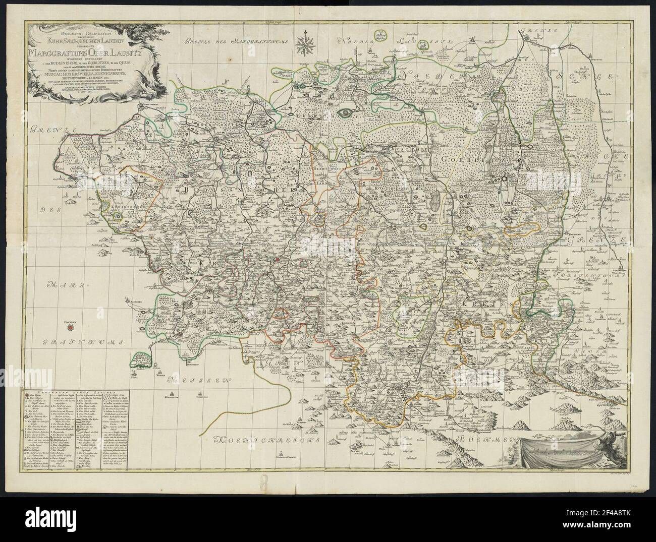 Kt. 39: Map of Oberlausitz, 1: 120 000, copper engraving, 1759 Stock ...