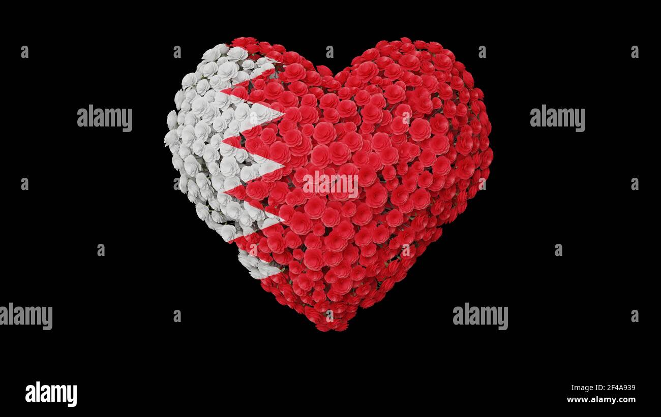 Bahrain National Day. Independence Day. Heart shape made out of flowers ...