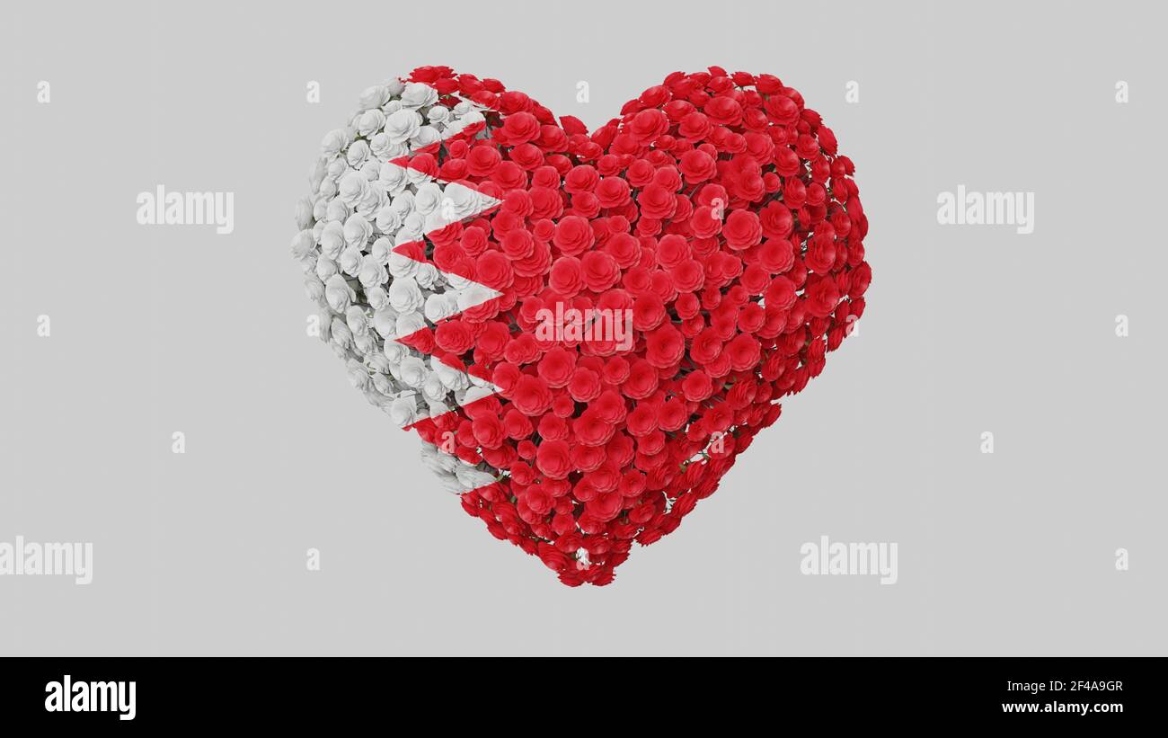 Bahrain National Day. Independence Day. Heart shape made out of flowers ...