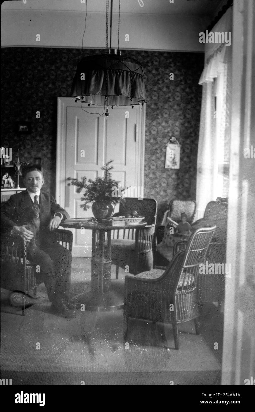 Man dog on leash walking Black and White Stock Photos & Images - Alamy