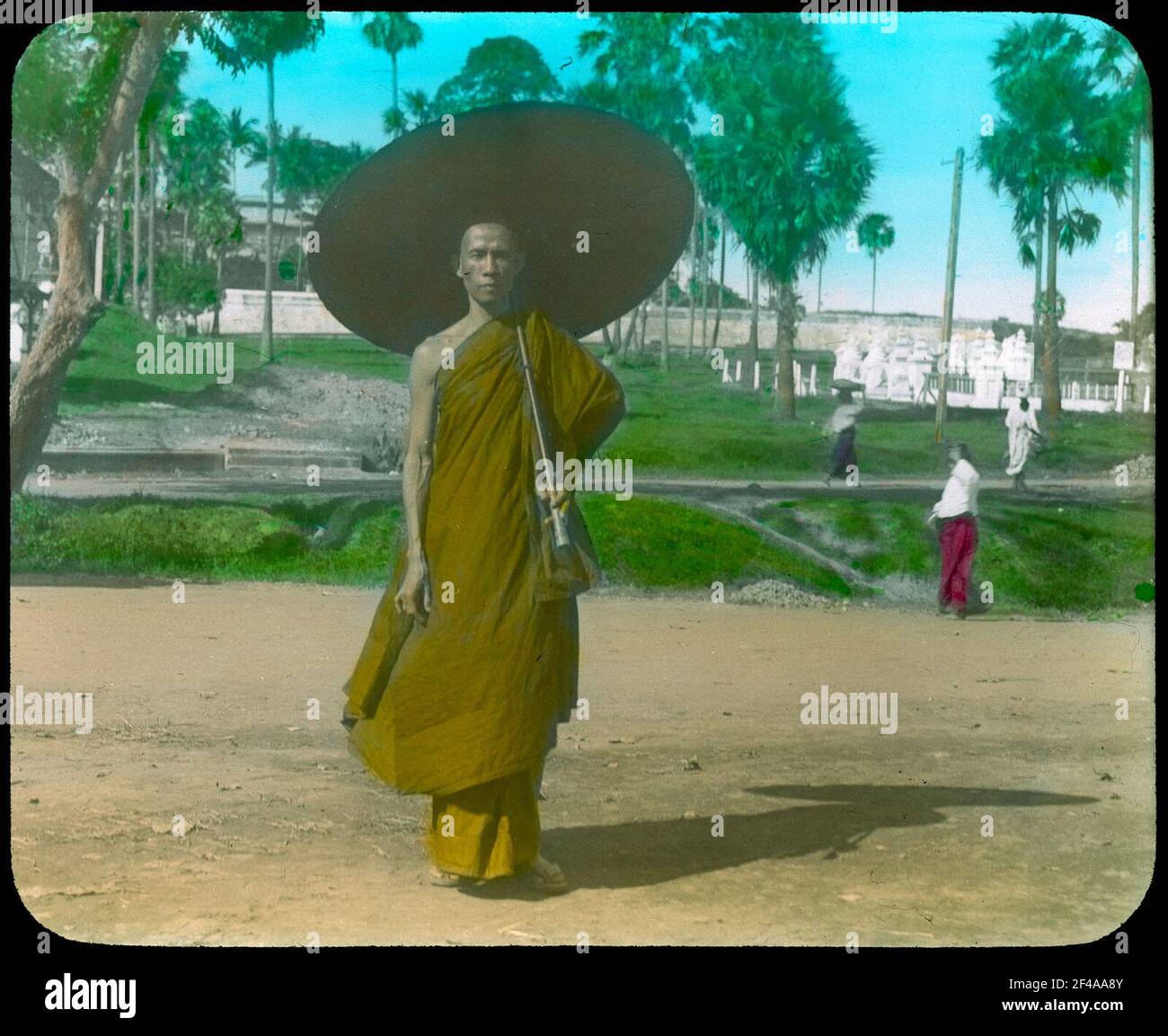 Rangonn (Burma). Buddhist monk (or priest?) With clamped screen Stock ...