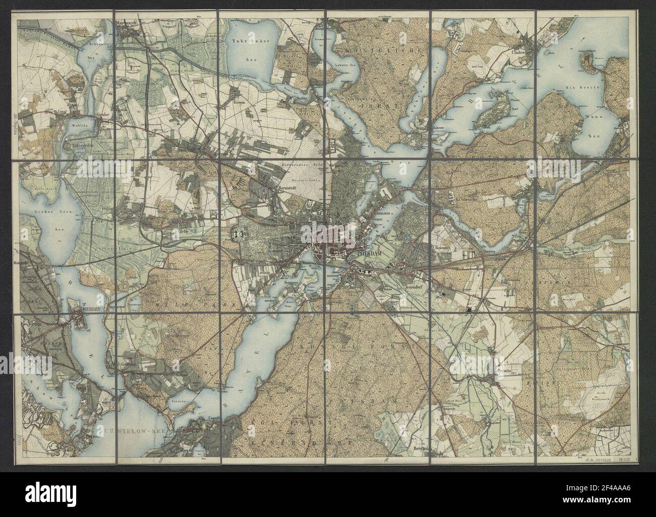 Map of Potsdam and surroundings, 1:25 000, color printing, 1906 Stock ...