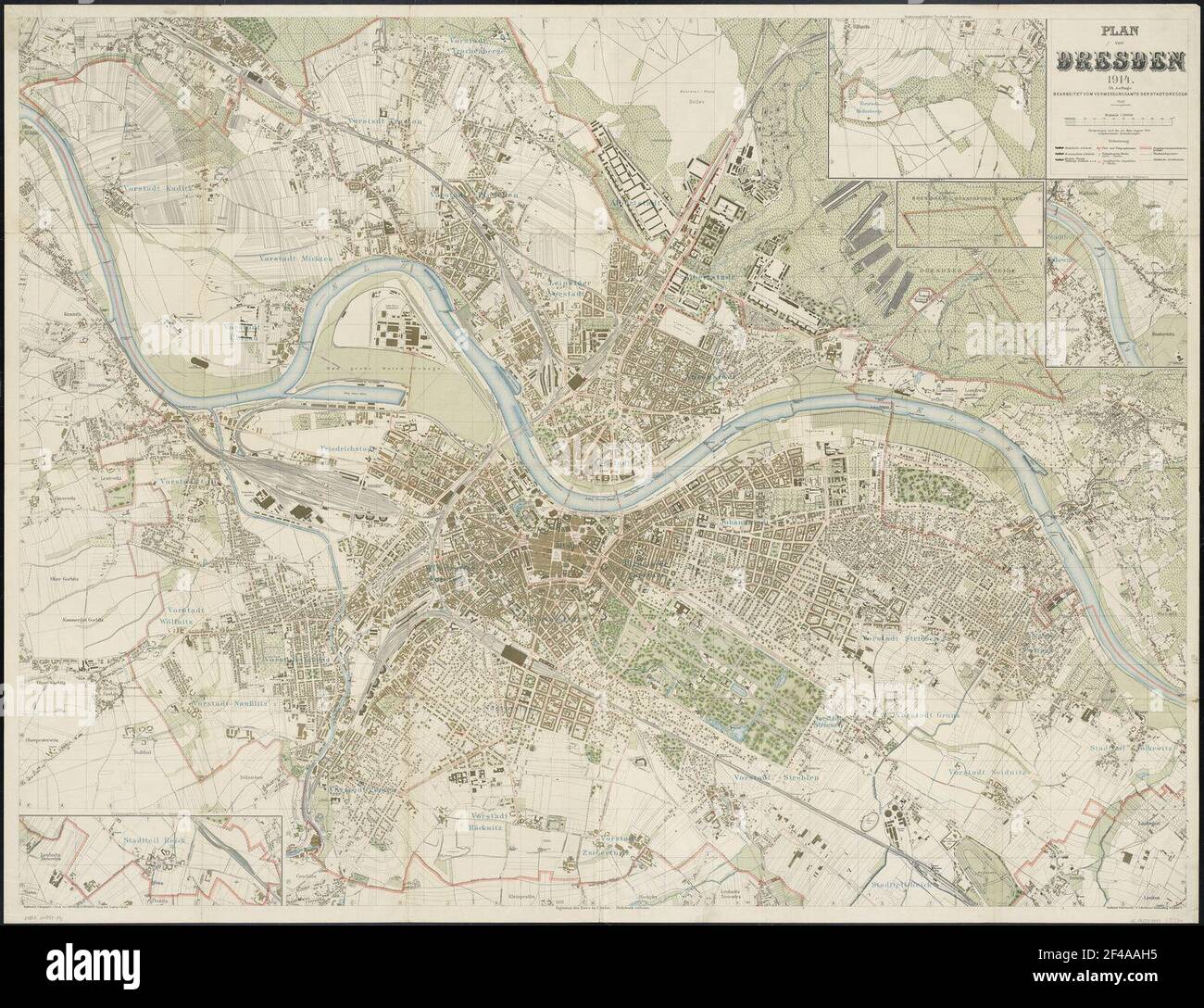 City map of Dresden, 1:10 000, lithograph, 1914 Stock Photo - Alamy
