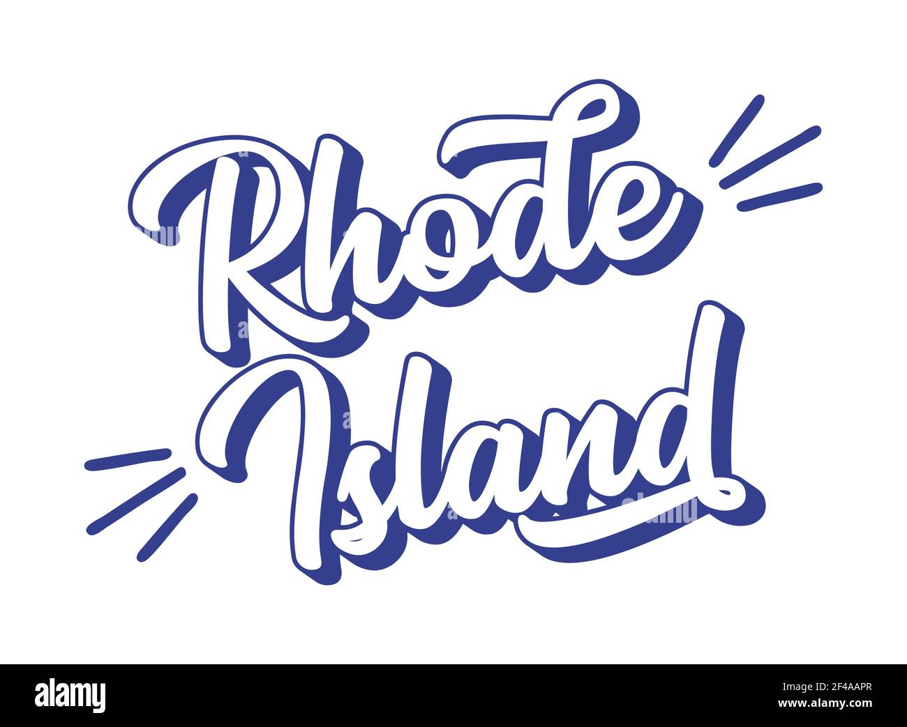 Hand sketched RHODE ISLAND text. 3D vintage, retro lettering for poster ...