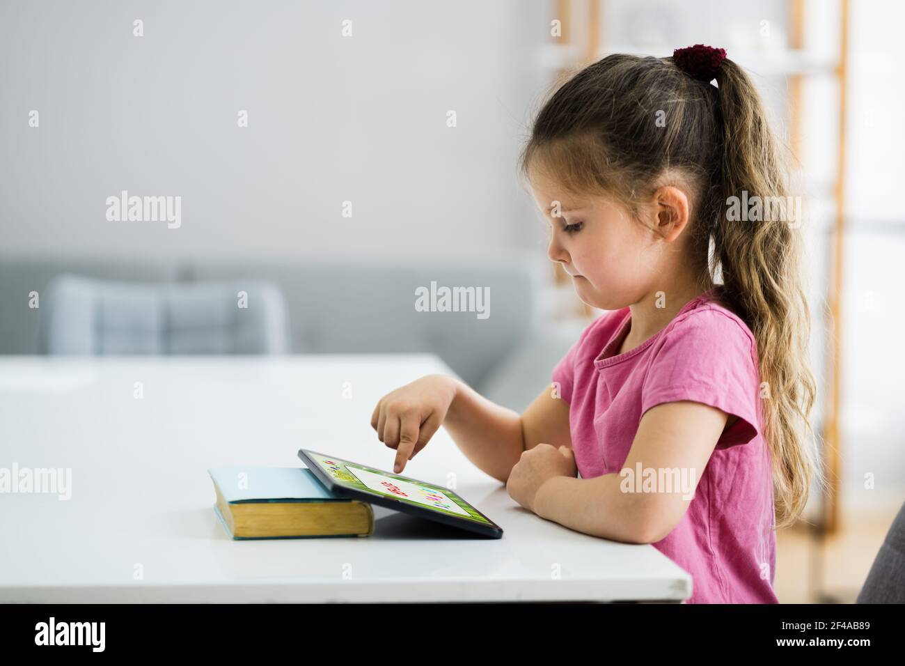 Children Kid Studying Solving Math At Home Stock Photo - Alamy