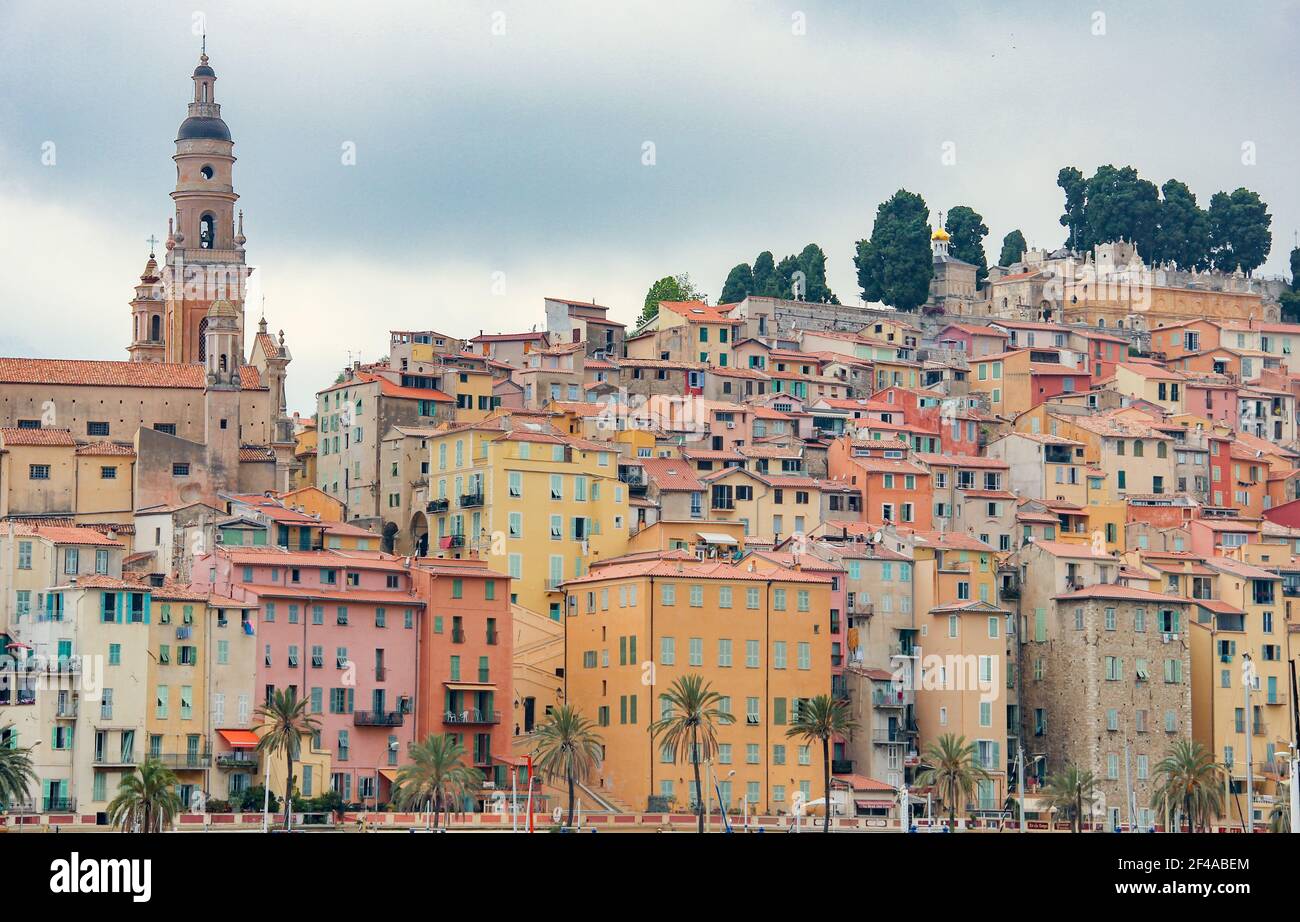 Landscape of Menton in the French riviera (France, Europe Stock Photo ...
