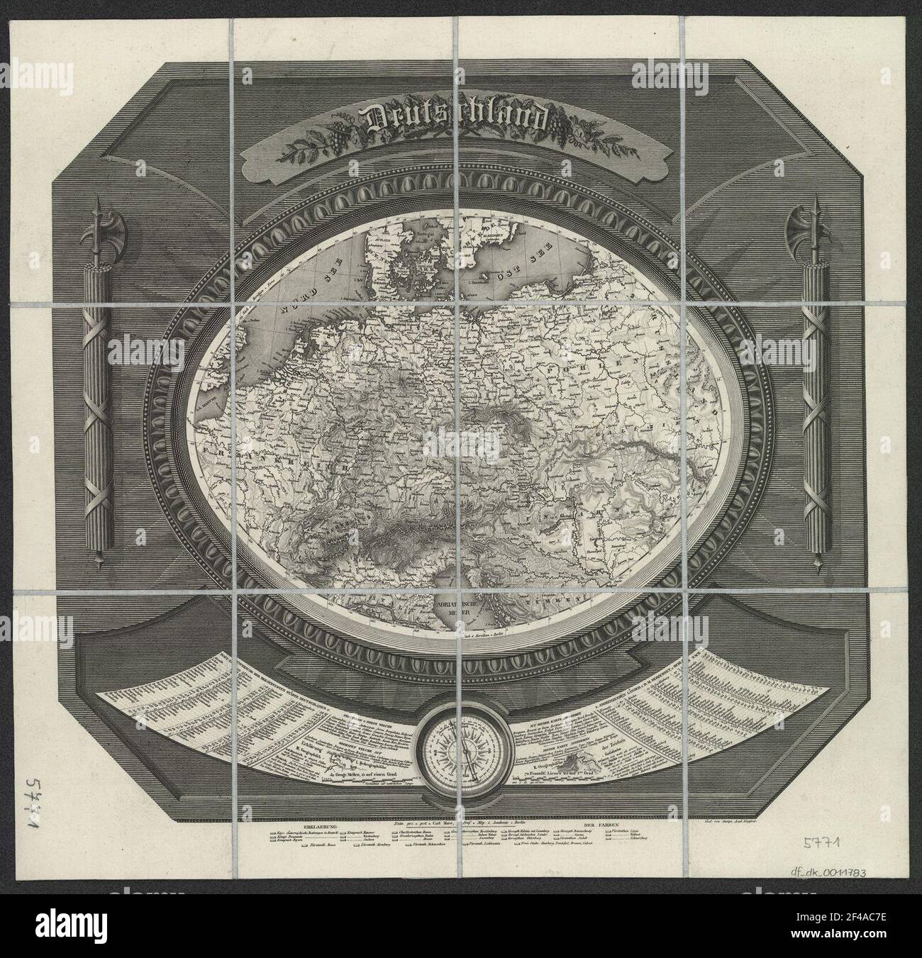 Map of Germany, 1: 9 000 000, etching, around 1825 Stock Photo - Alamy
