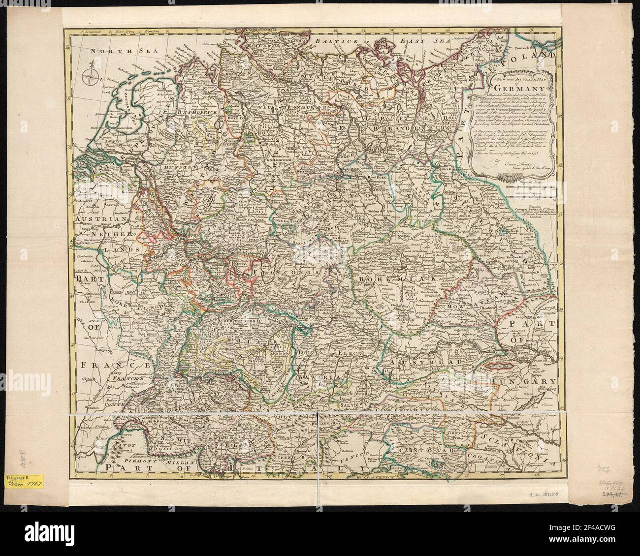 Map of Germany, copper engraving, 1756 Stock Photo - Alamy