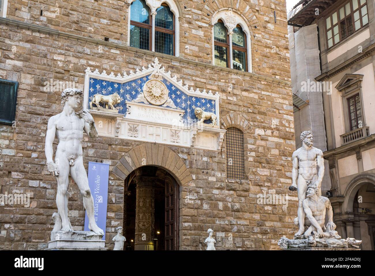 Florence, Italy. Entrance to the Palazzo Vecchio, the town hall of ...