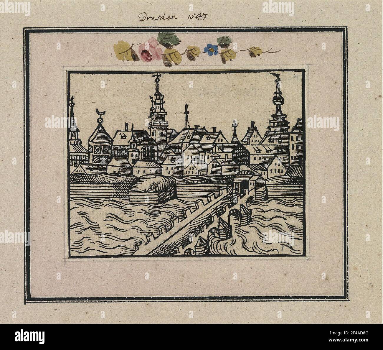 View of Dresden from the north, woodcut, 1587 Stock Photo - Alamy