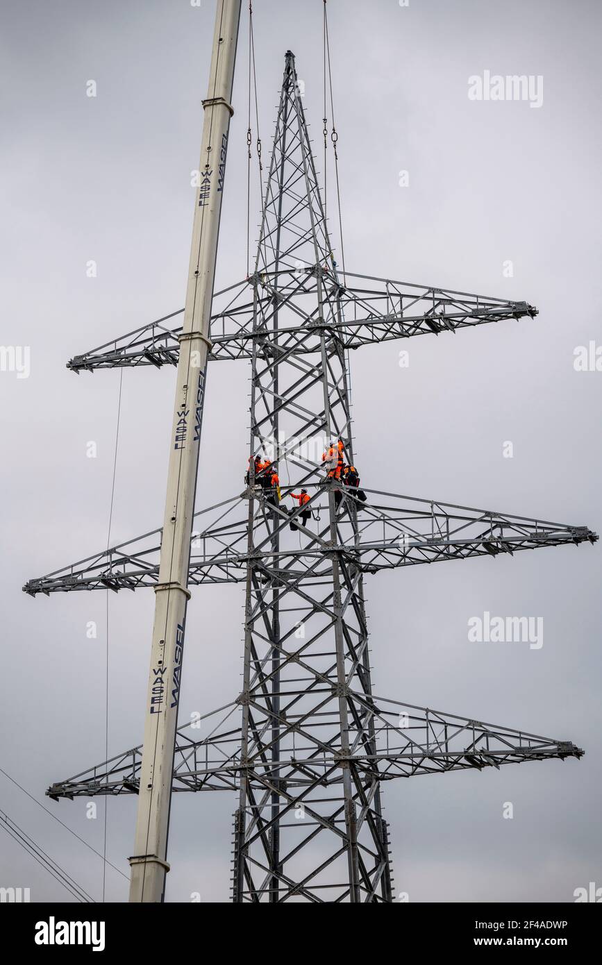 Installation of a high-voltage pylon, construction of a new ...