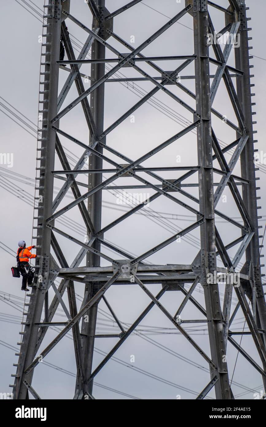 Installation of a high-voltage pylon, construction of a new ...