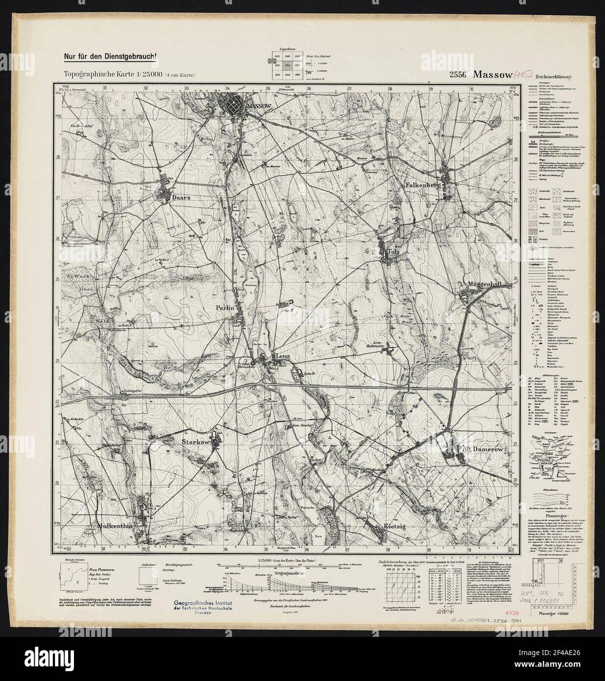 Messtischblatt [2556] = 1152 : Massow, 1941 Stock Photo - Alamy