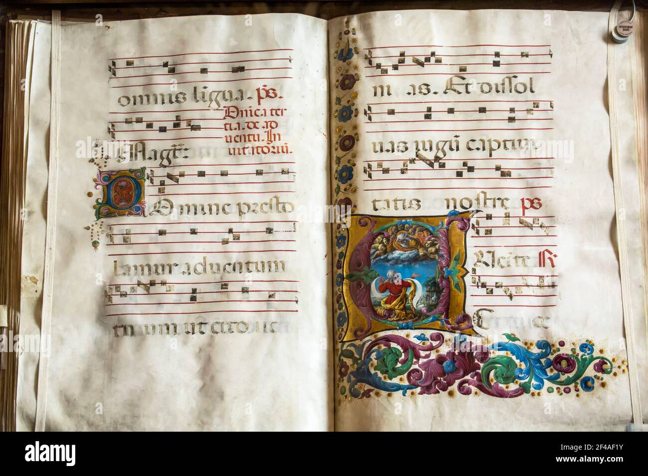 Siena, Italy. Precious, illuminated choir book, a 15th-century musical ...
