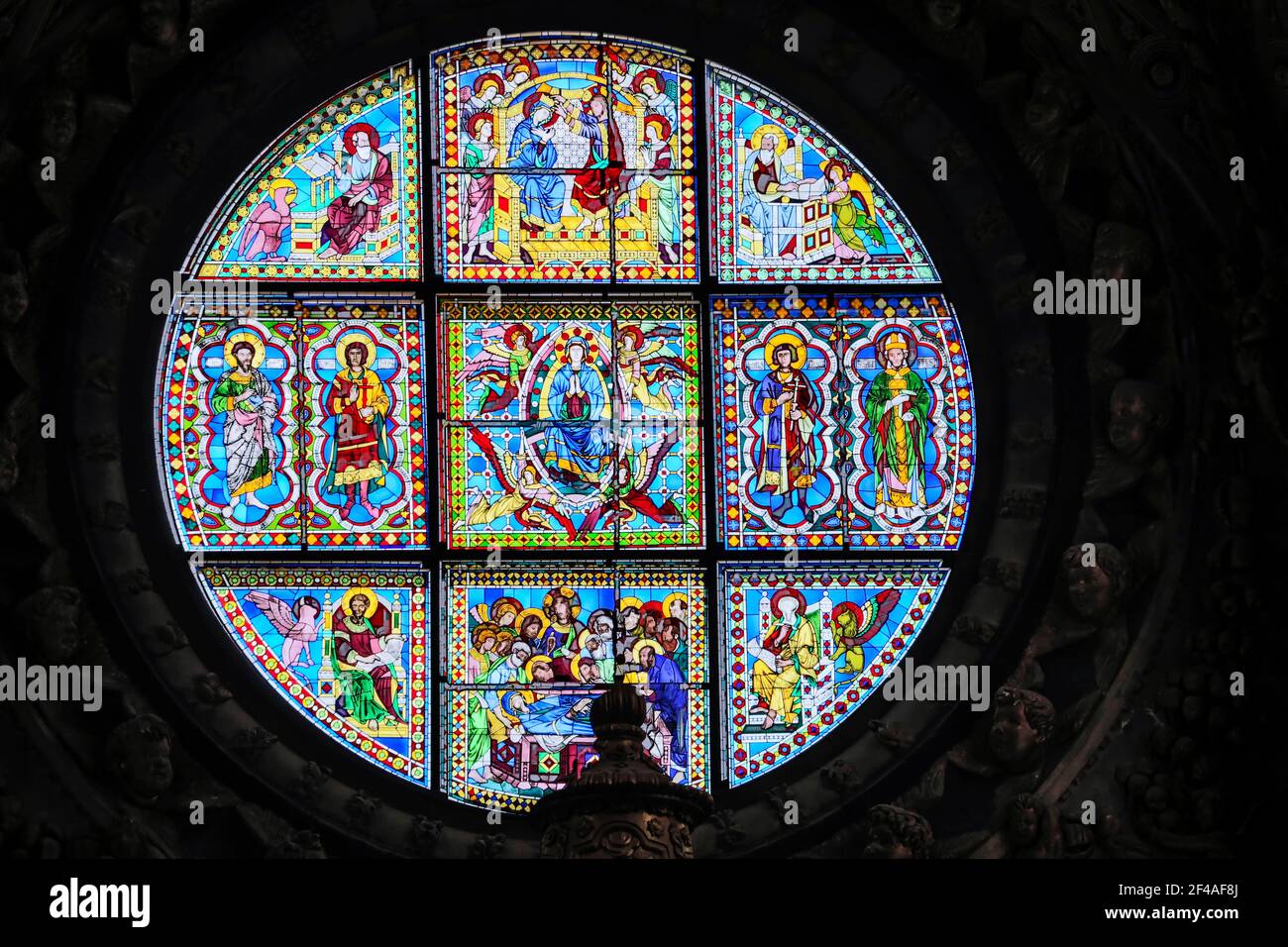 Siena, Italy. Stained glass window by DUCCIO di Buoninsegna in the ...