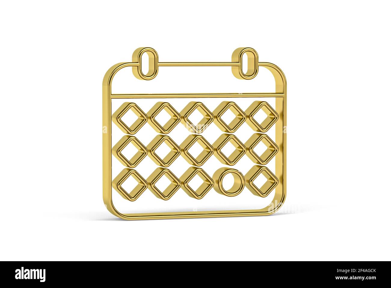 Golden 3d calendar icon isolated on white background - 3D render Stock ...