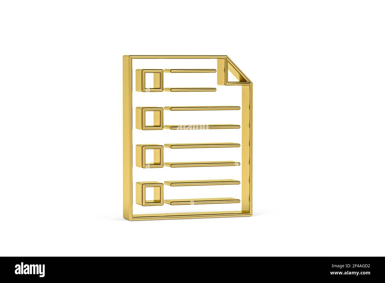 Golden 3d form icon isolated on white background - 3D render Stock ...