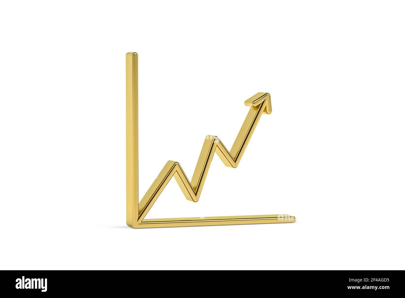 Golden 3d graph rising icon isolated on white background - 3D render ...
