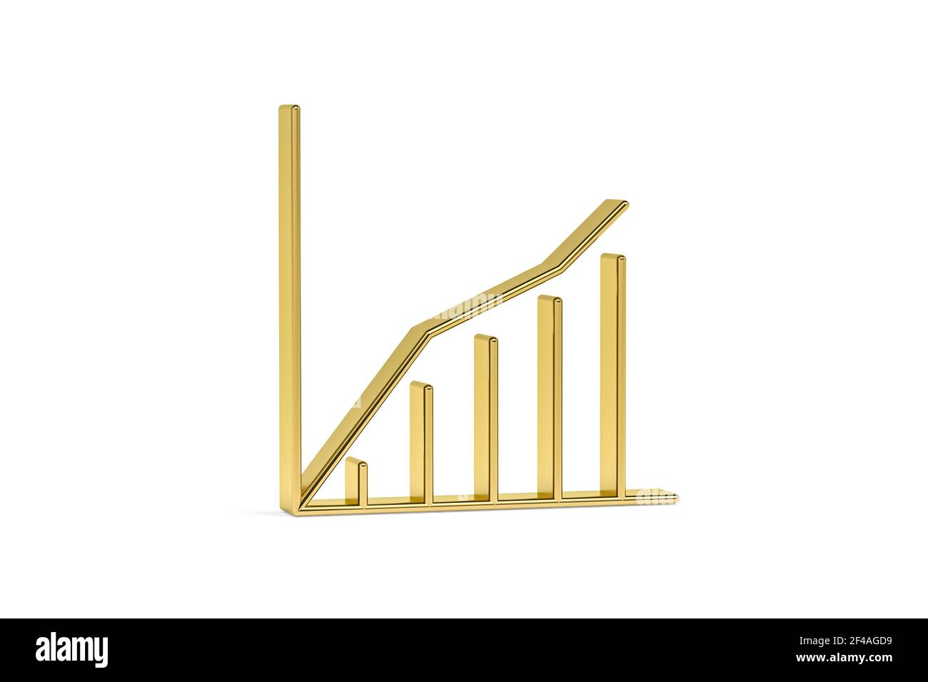 Golden 3d graph icon isolated on white background - 3D render Stock ...