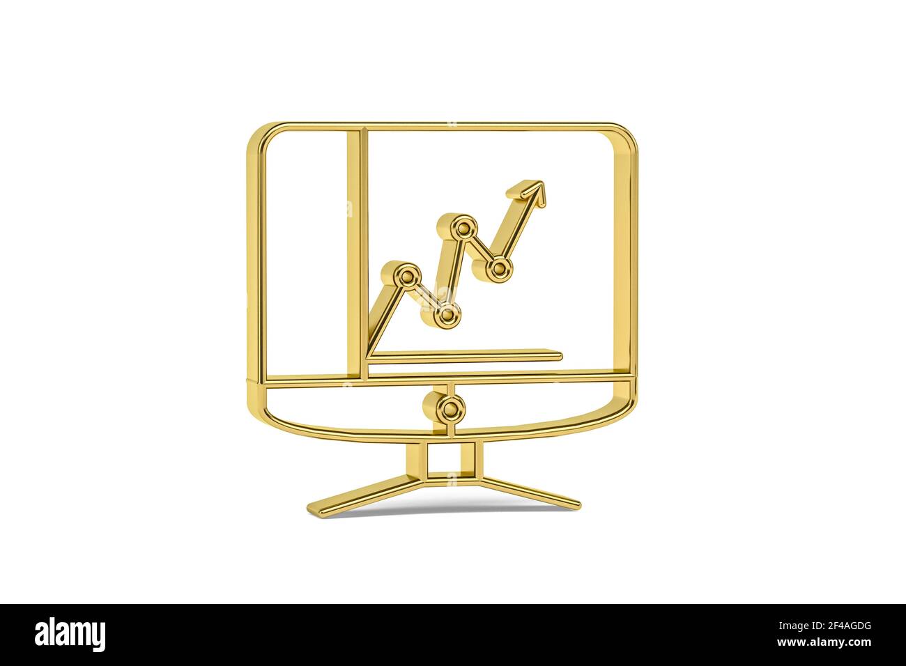 Golden 3d graph icon isolated on white background - 3D render Stock ...