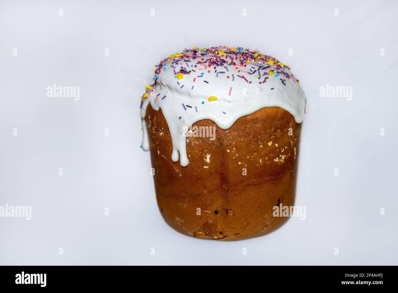 Easter holidays isolated sweet bread, paska decorated with sweet sugar ...