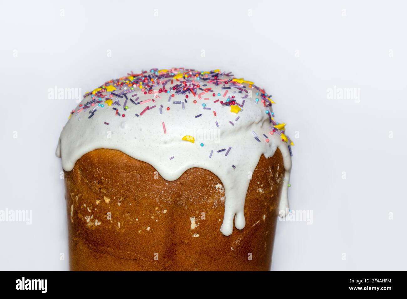 Easter holidays isolated sweet bread, paska decorated with sweet sugar ...