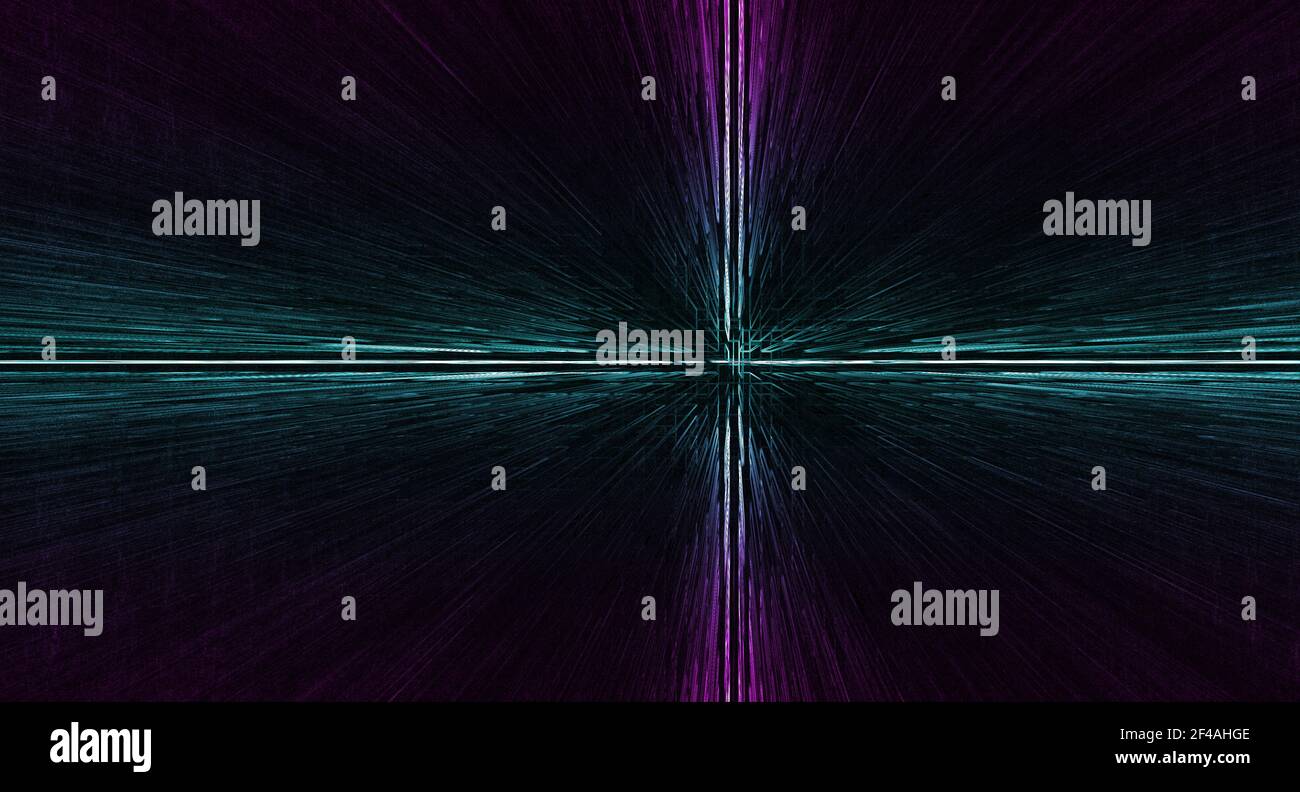 An abstract futuristic backdrop with colorful lines in a black space ...